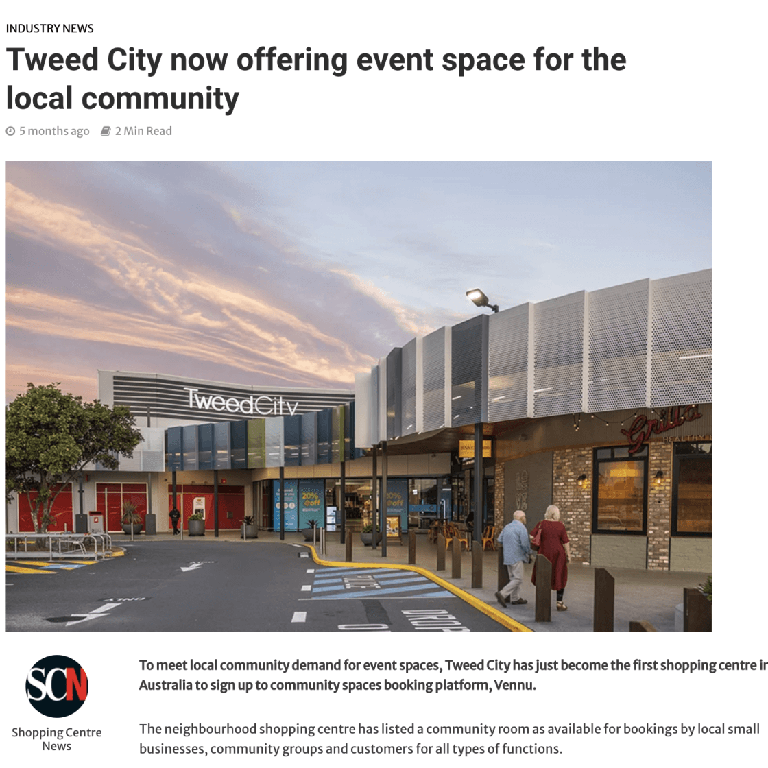 Tweed City Shopping Centre Community Room – Media Releases – Vennu
