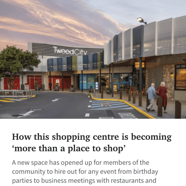 Tweed City Shopping Centre Community Room – Media Releases – Vennu